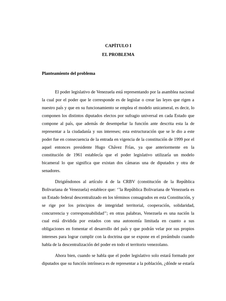 Venezuela: Debate Unicameral vs. Bicameral | PDF | Legislador | Venezuela