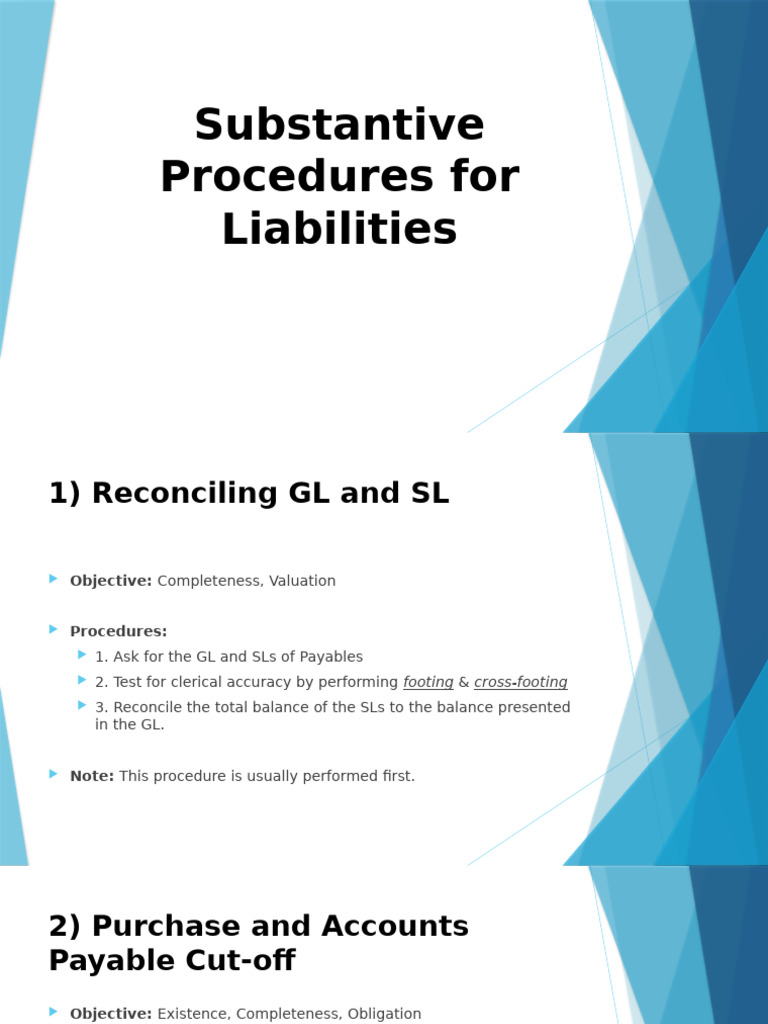 Substantive Procedures For Liabilities | PDF | Accounts Payable ...