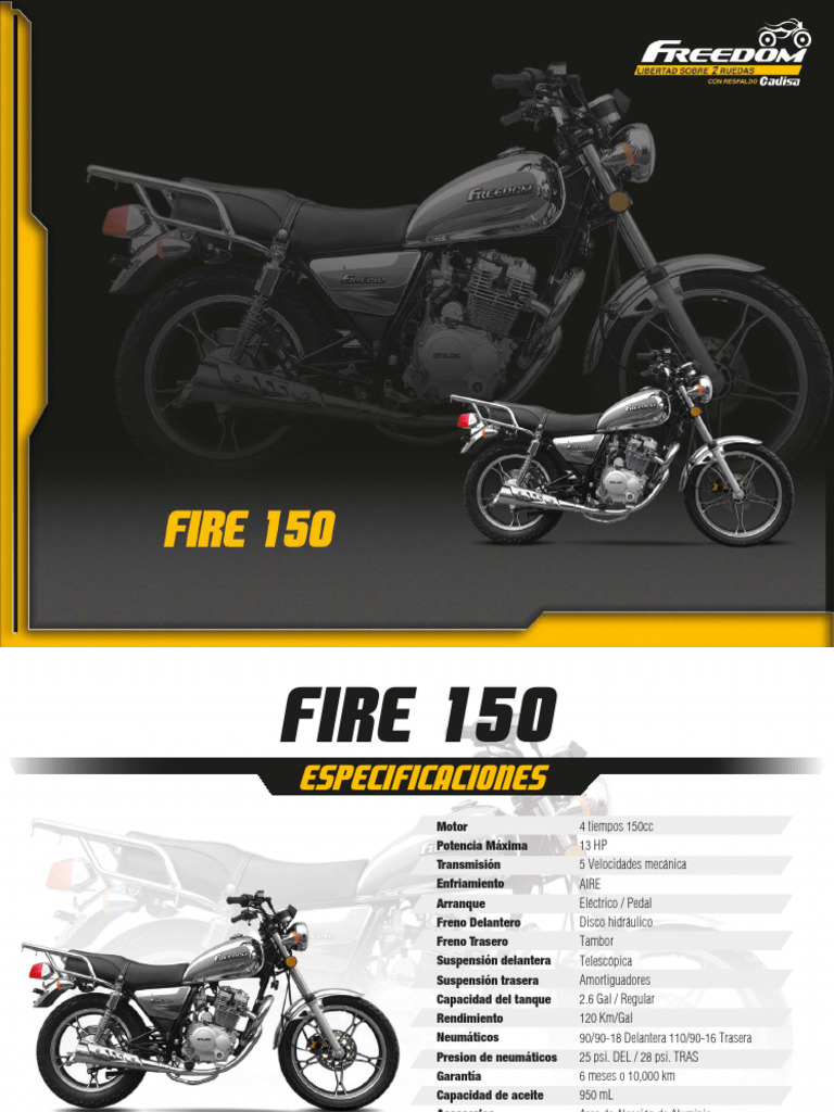 Especificaciones de la Moto FIRE 150 | PDF