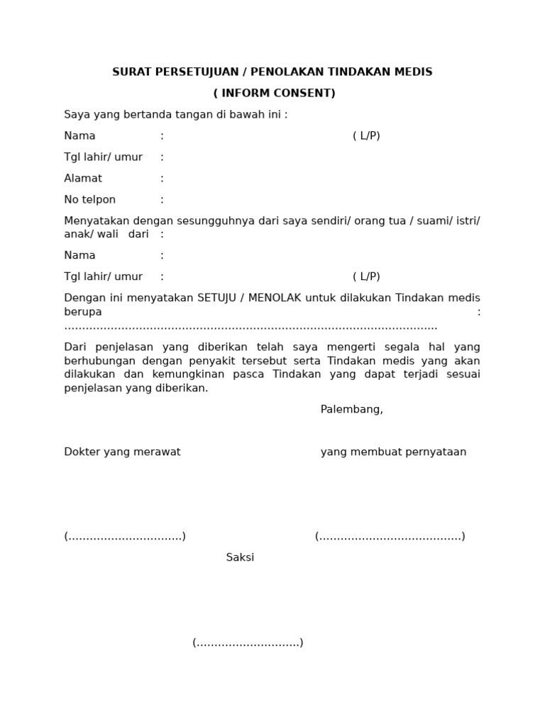 Persetujuan/Penolakan Tindakan Medis | PDF