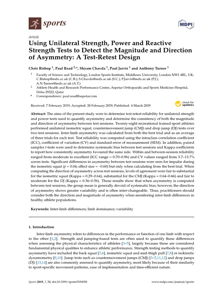 Unilateral RSI | PDF | Force | Standard Deviation