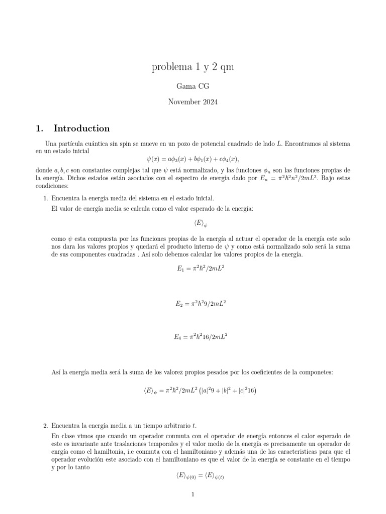 Problema 1 y 2 QM | PDF | Valores propios y vectores propios ...