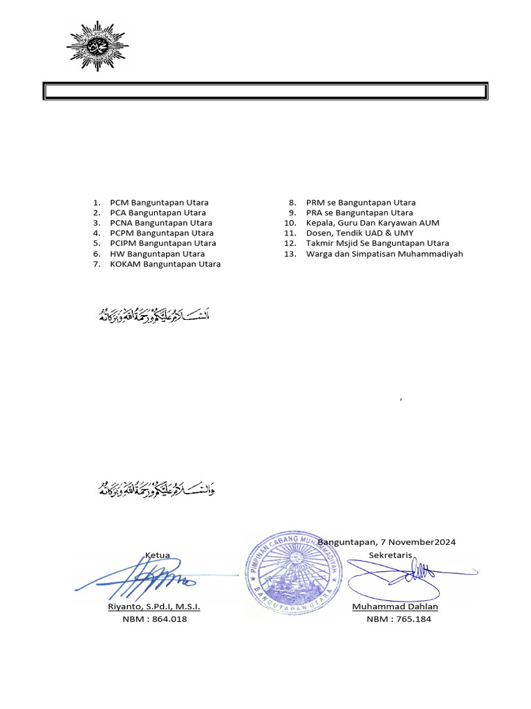 Istruksi PCM BU - Ortom Dan AUM | PDF