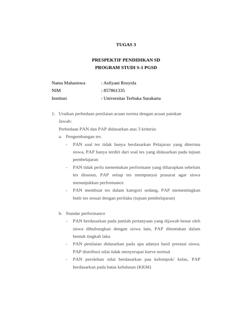 Perbedaan PAN dan PAP dalam Penilaian SD | PDF