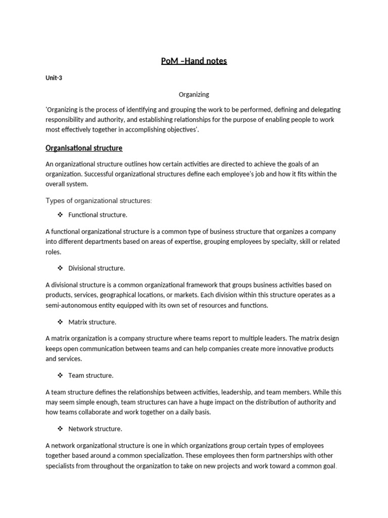 POM 3rd Unit BID | PDF | Organizational Structure | Hierarchy