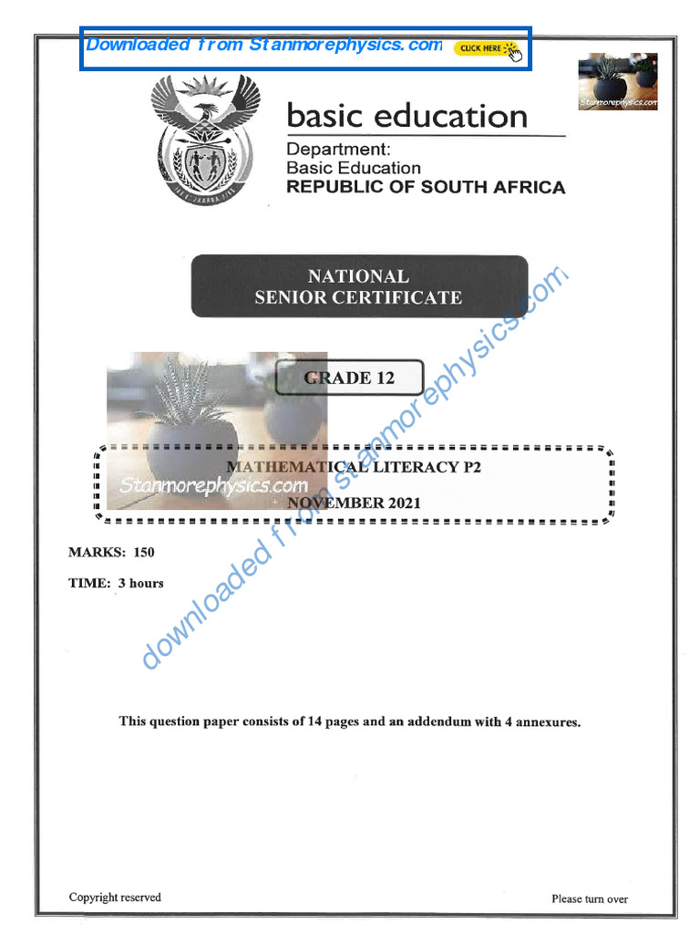 Maths Literacy Grade 12 NSC November 2021 P2 and Memo | PDF | Mathematics