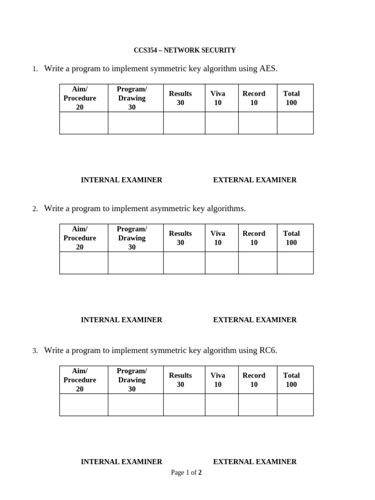 CCS354 NS Lab QP With Mark Allotment | PDF | Encryption | Military Communications