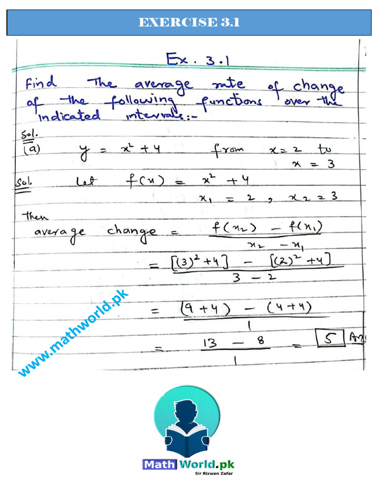 Maths Ex. 3.1 FSC Part-2 KPK Textbook Board | PDF | Tangent | Geometry