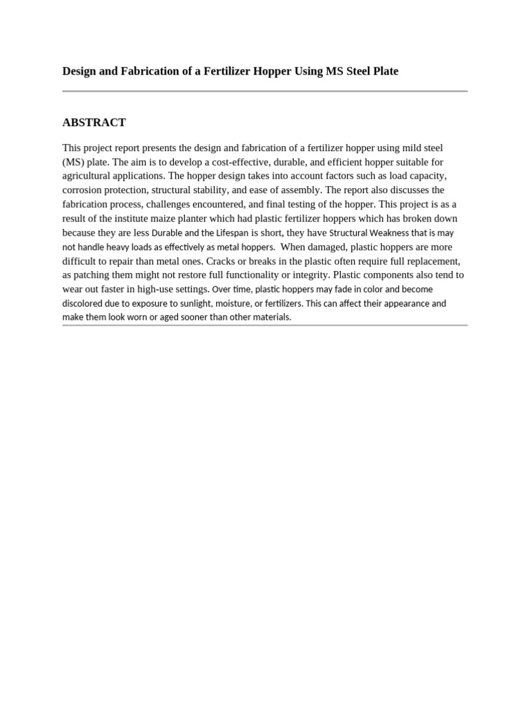 MS Steel Fertilizer Hopper Design | PDF | Technology & Engineering