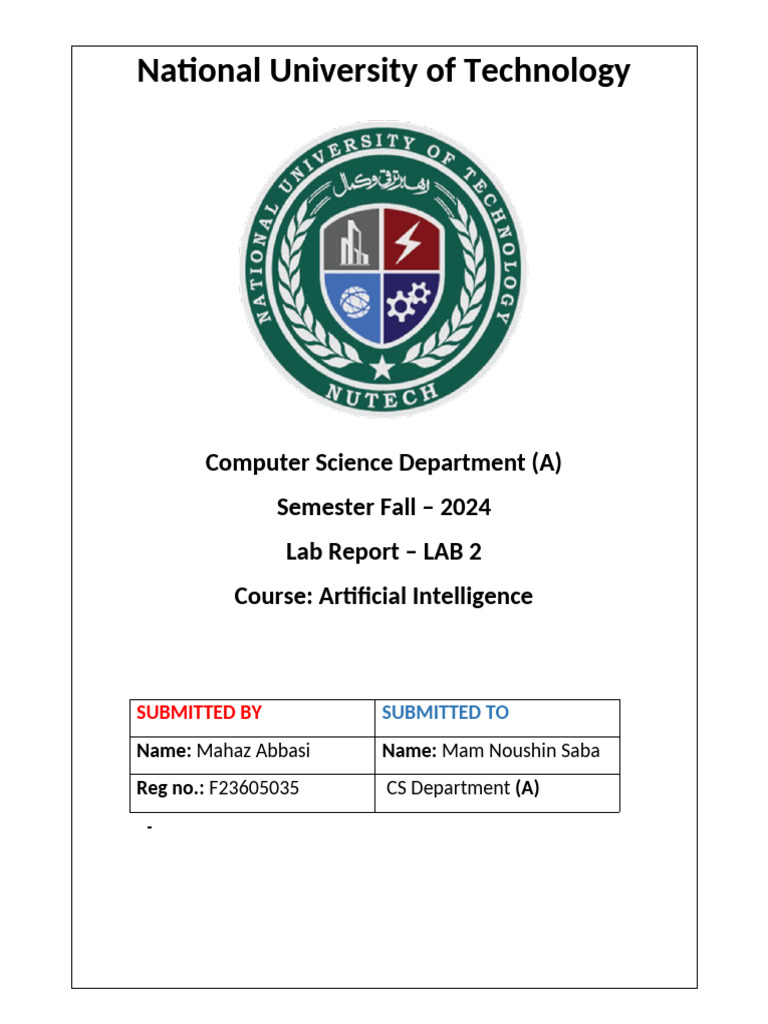 AI Lab Report: Python & NumPy Tasks | PDF