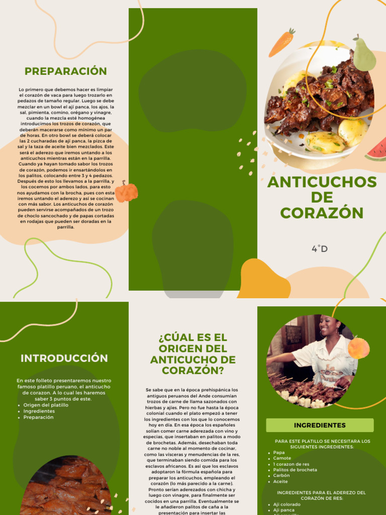 Folleto Tríptico Comida Saludable Orgánico Natural Naranja y Verde ...