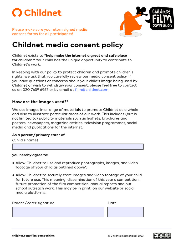 Consent Form - Film Competition International 2024 | PDF