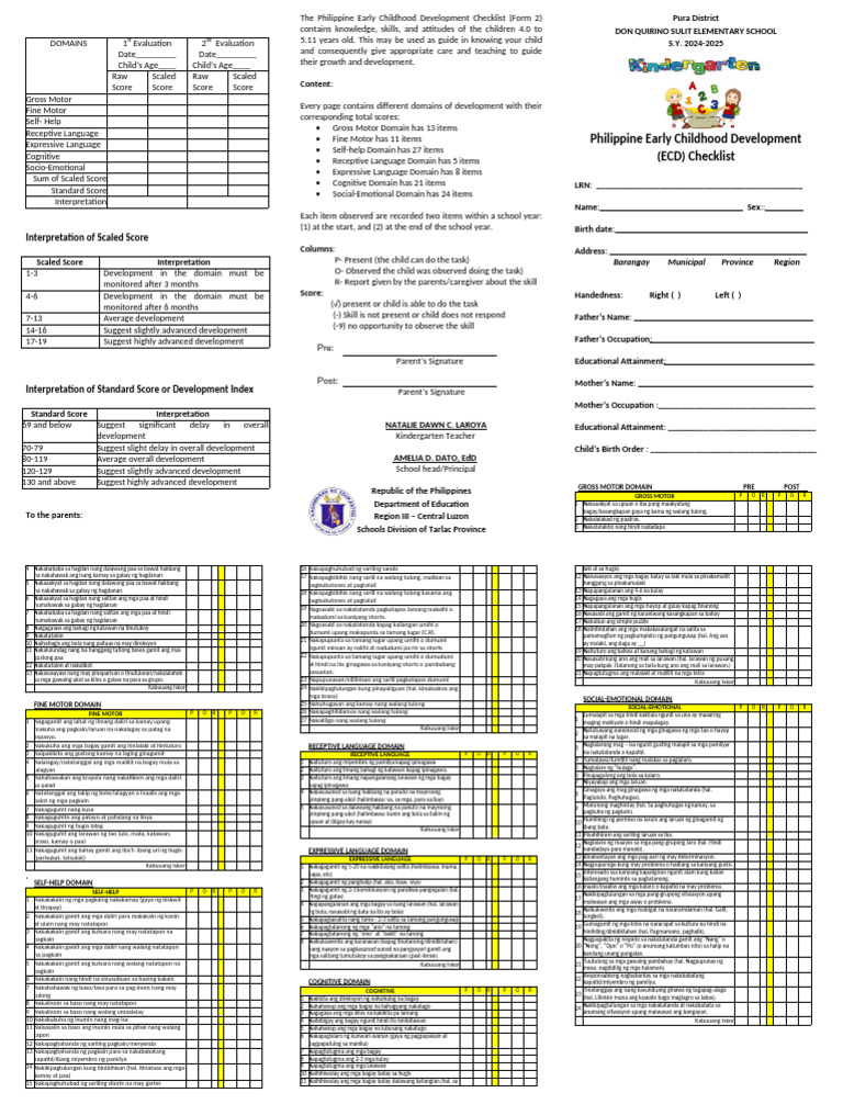 Eccd Checklistsy20 21 1 | PDF
