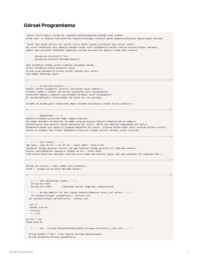 Görsel Programlama | PDF