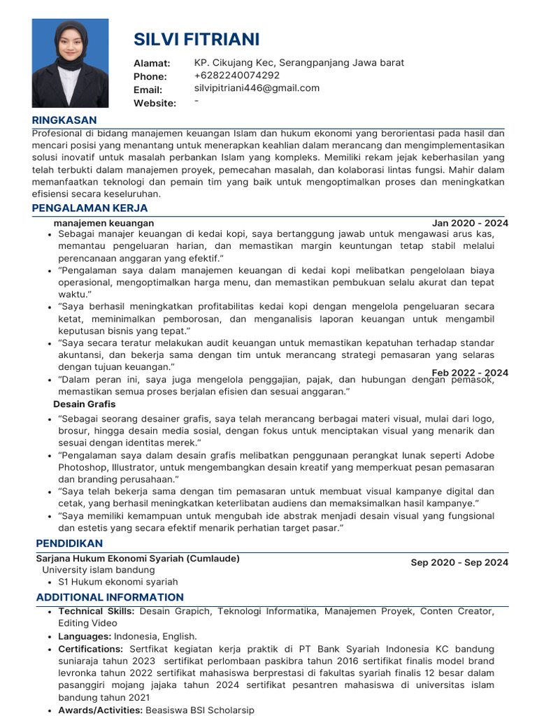 CV Profesional untuk Karir di Bank | PDF | Bisnis