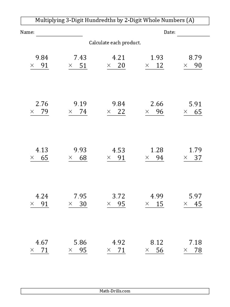 Decimals Multiplication 0302 Hundredths Whole 001.1516225781 | PDF ...