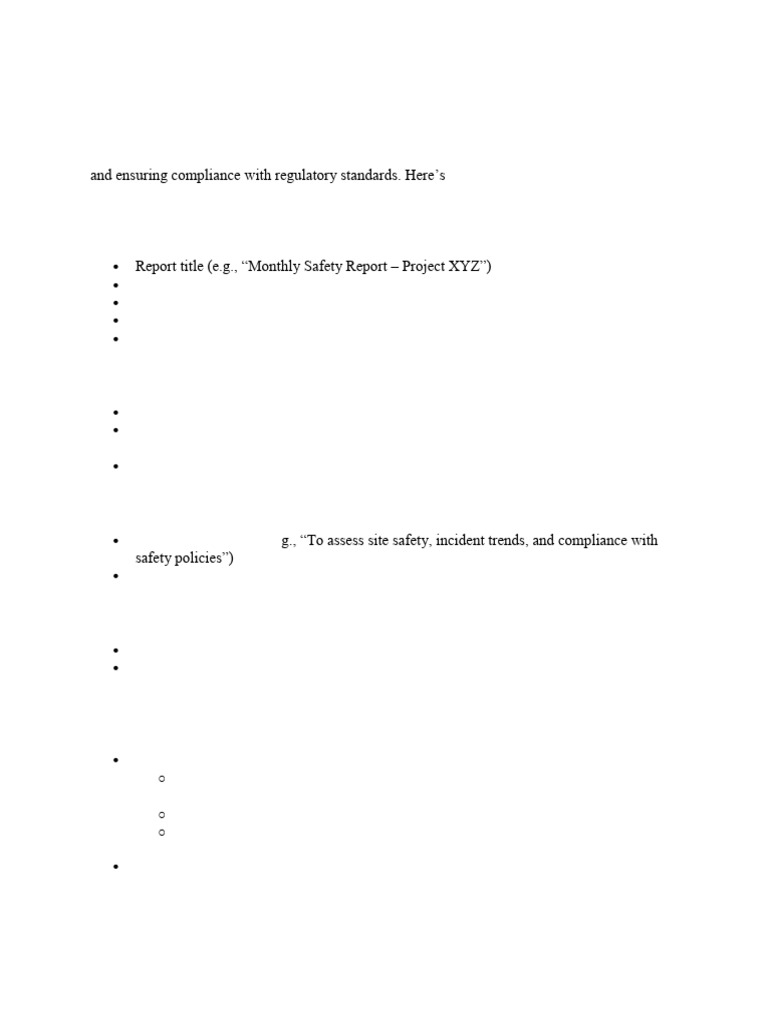 Safety Report Outlines | PDF | Regulatory Compliance | Occupational ...
