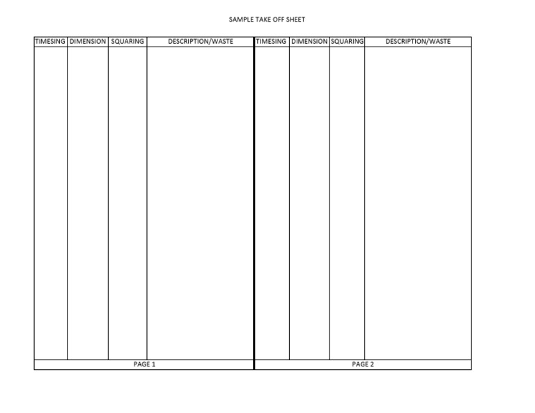 Sample Take Off Sheet | PDF