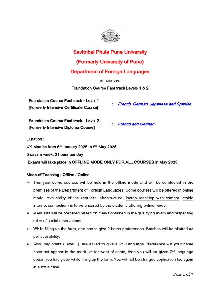 2nd Half - FL Part Time Courses 2024-25 - Brochure 1 | PDF | University And College Admission ...