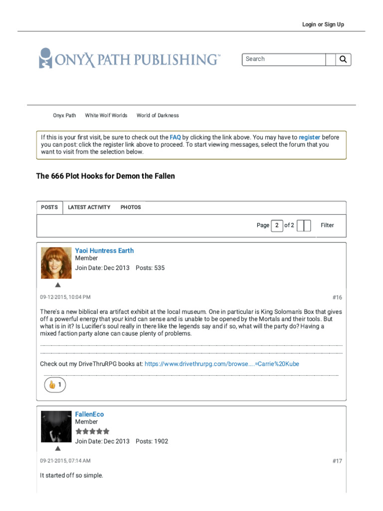 The 666 Plot Hooks for Demon the Fallen - Onyx Path Forums 2 | PDF