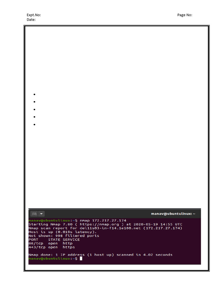 Augmented Experiments Experiment-13 Aim: Program To Run Nmap Scan. Description | PDF | Network ...