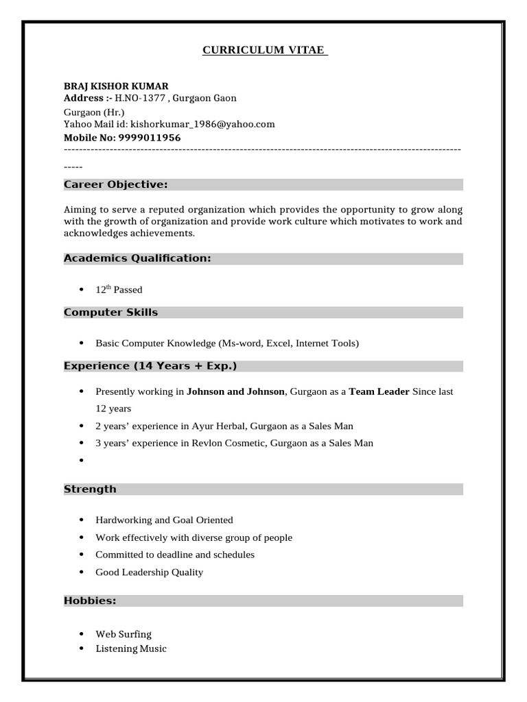 Braj Kishor - CV | PDF | Wellness