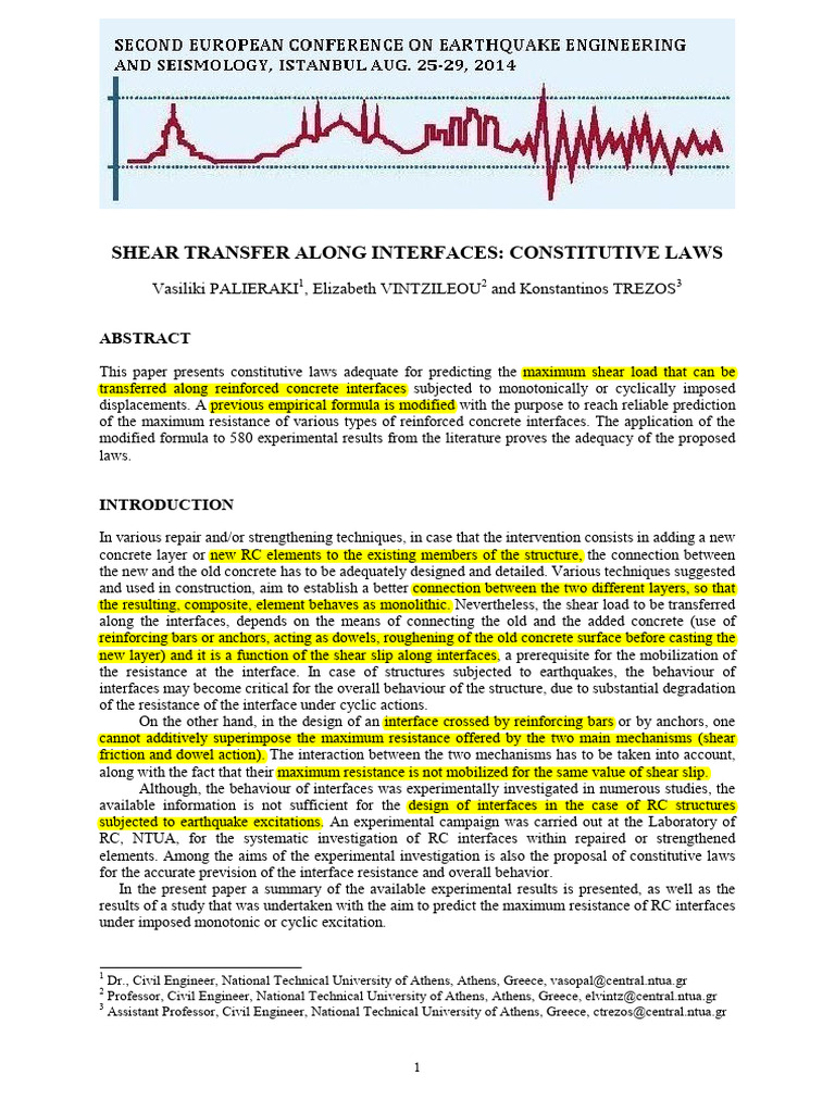Shear Transfer in Concrete Interfaces | PDF | Strength Of Materials ...