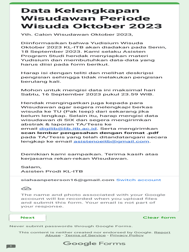 Data Kelengkapan Wisudawan Periode Wisuda Oktober 2023 | PDF | Bisnis | Pengelolaan Keuangan & Uang