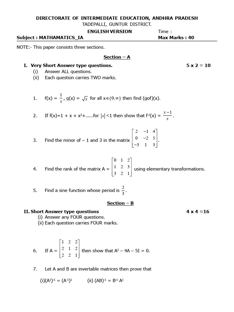 Maths Ia (Em) | PDF