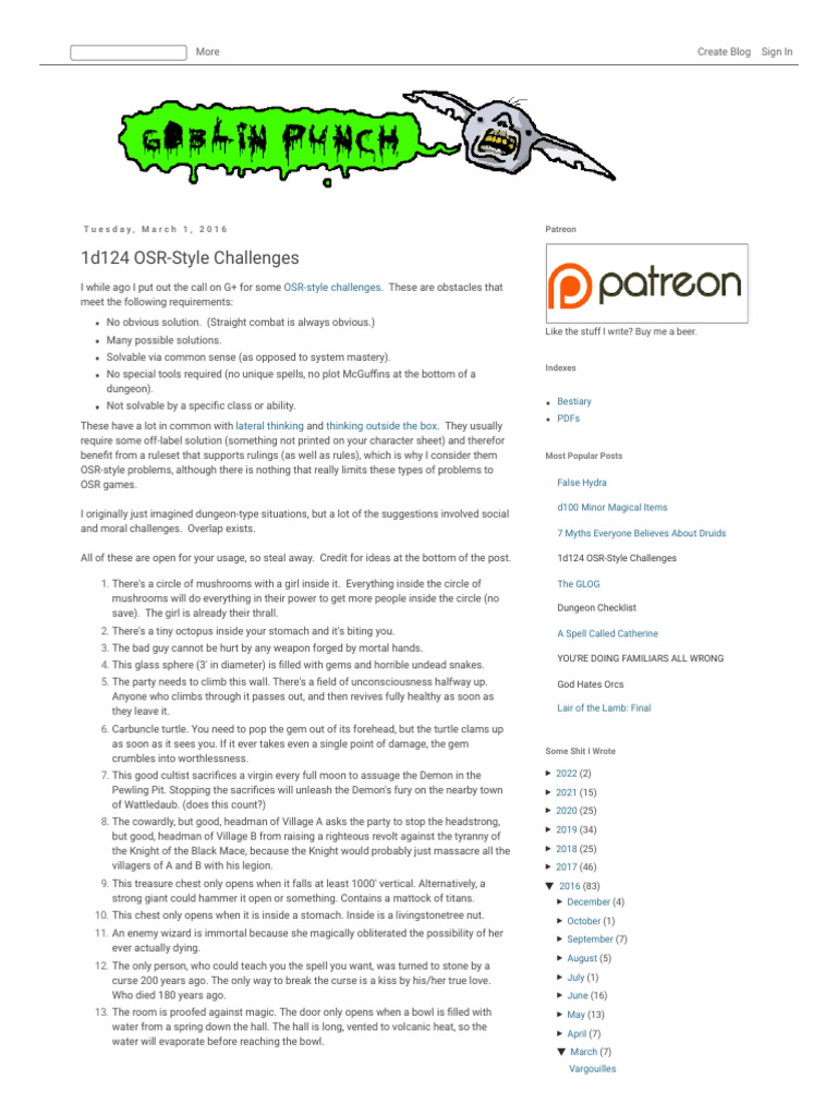 OSR-Style Dungeon Challenges | PDF | Dungeons & Dragons