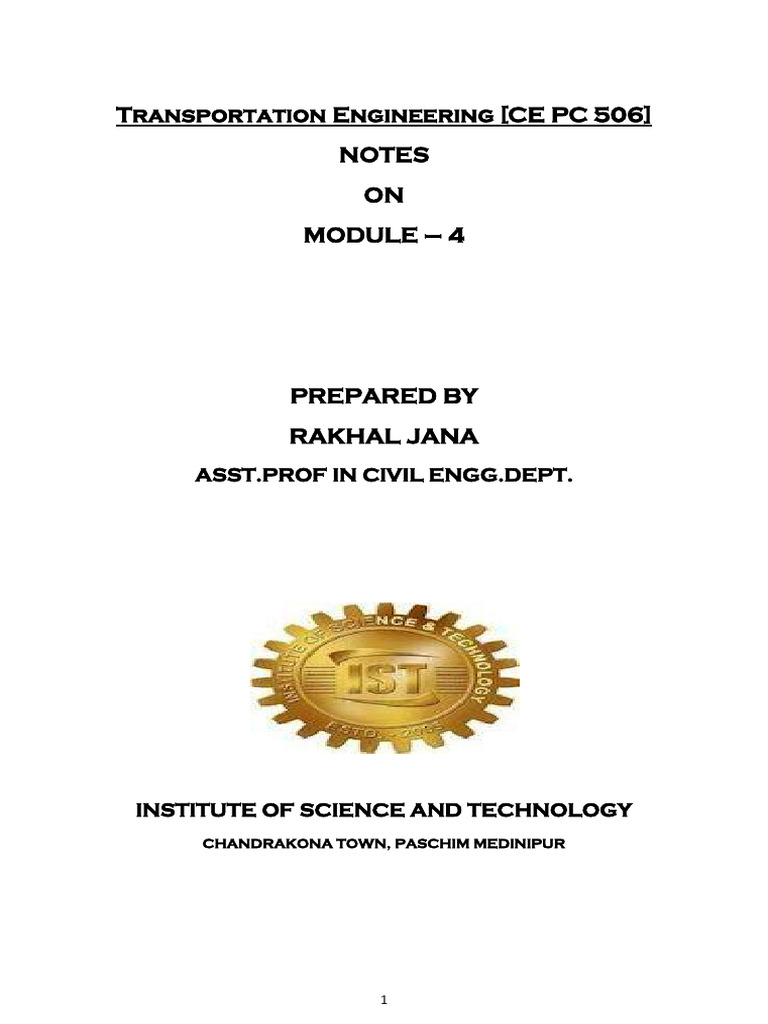 Module-IV Transportation Engineering | PDF | Interchange (Road) | Traffic