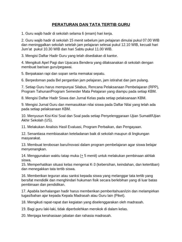 Peraturan Dan Tata Tertib Guru | PDF | Karier & Perkembangan