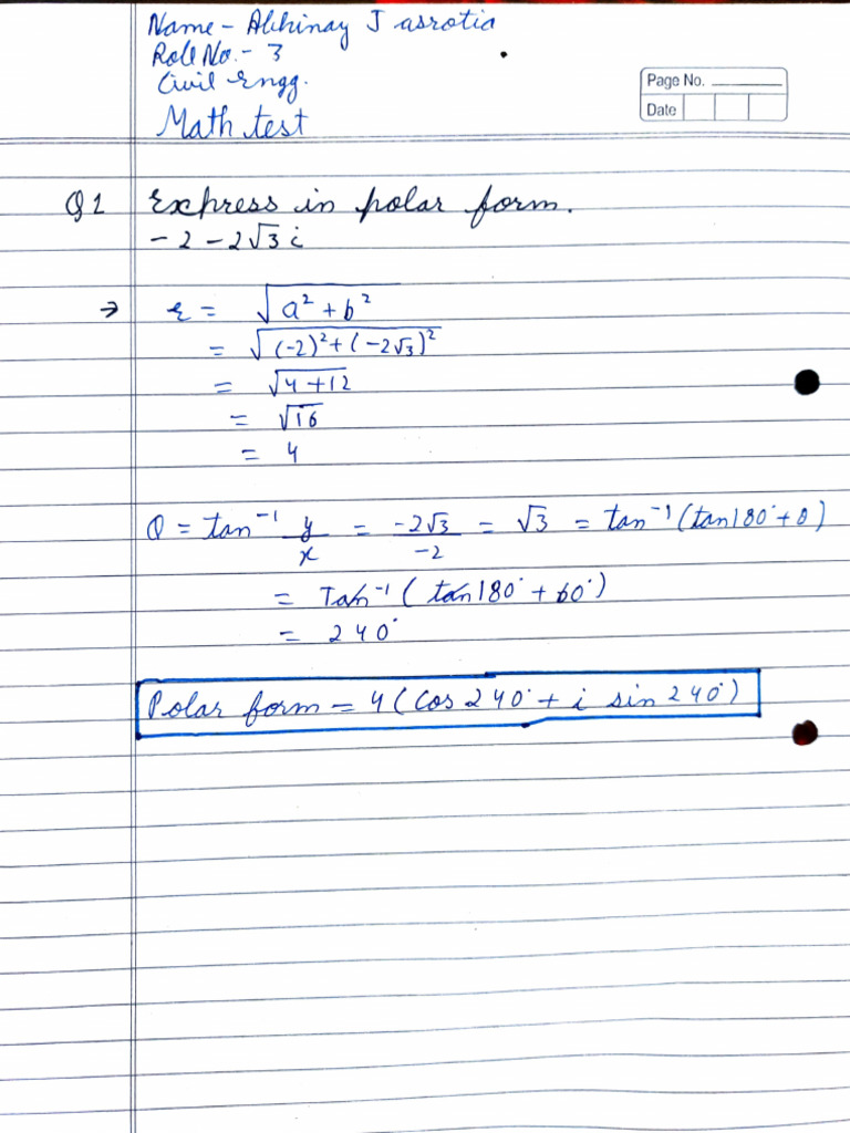 1 Math Class Test | PDF