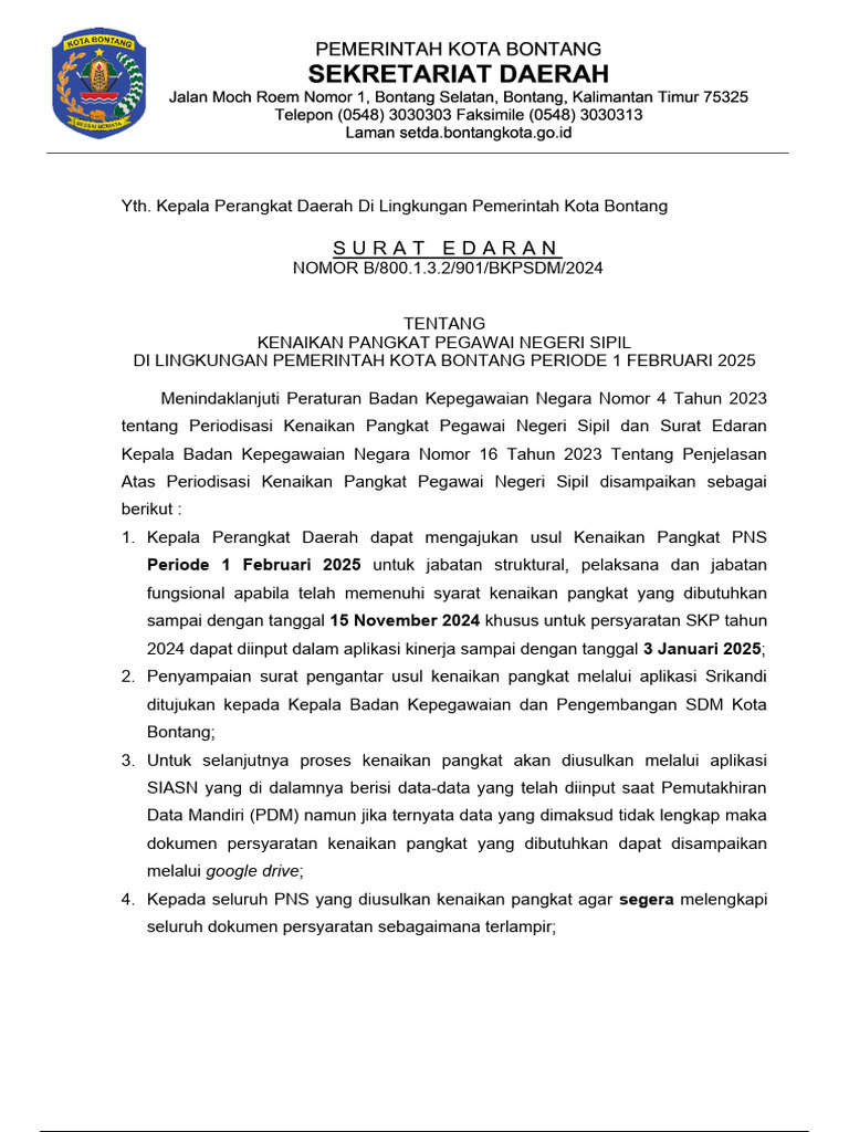 Edaran Pangkat Periode Februari 2025 | PDF
