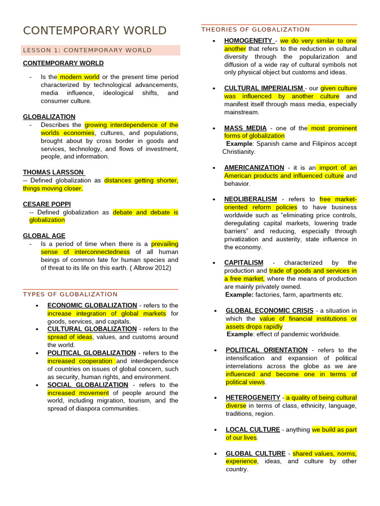 Prelim Reviewer Contemp. | PDF | Globalization | Age Of Discovery