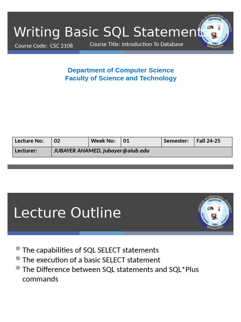 Lecture02 - IDB - Fall 24-25 | PDF | Sql | Software Engineering