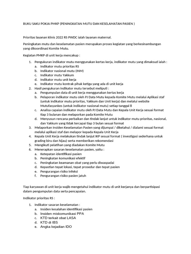 Buku Saku Pokja PMKP 2022 | PDF | Pengembangan Diri | Kesehatan Holistik