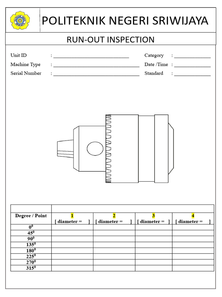 Run-Out Inspection Form Template | PDF