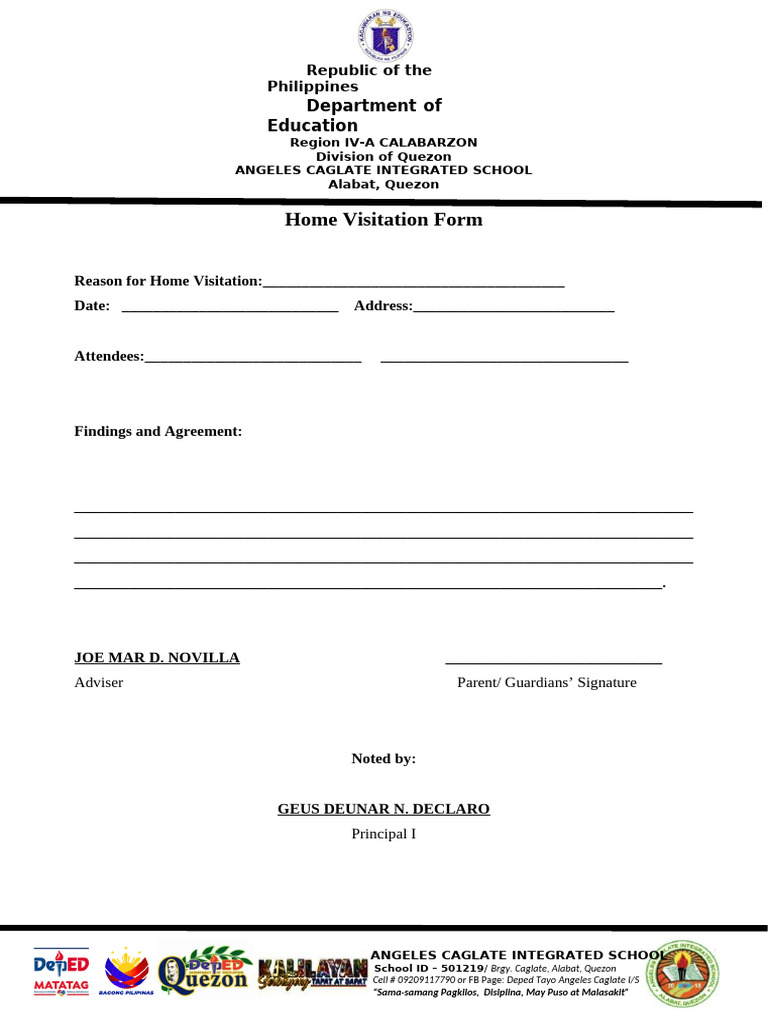 Home Visitation Form | PDF | Wellness