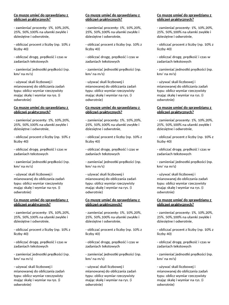 Nacobezu KL VI Obliczenia Praktyczne | PDF