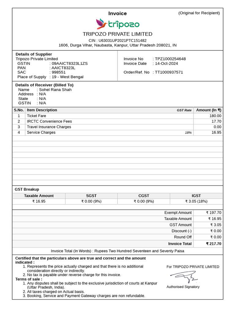 Invoice_TT1000937571 | PDF | Value Added Tax | Invoice