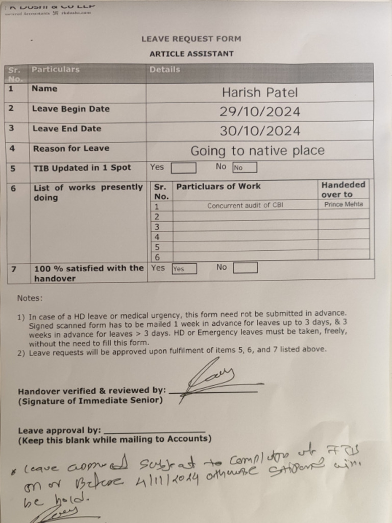 Leave Application | PDF