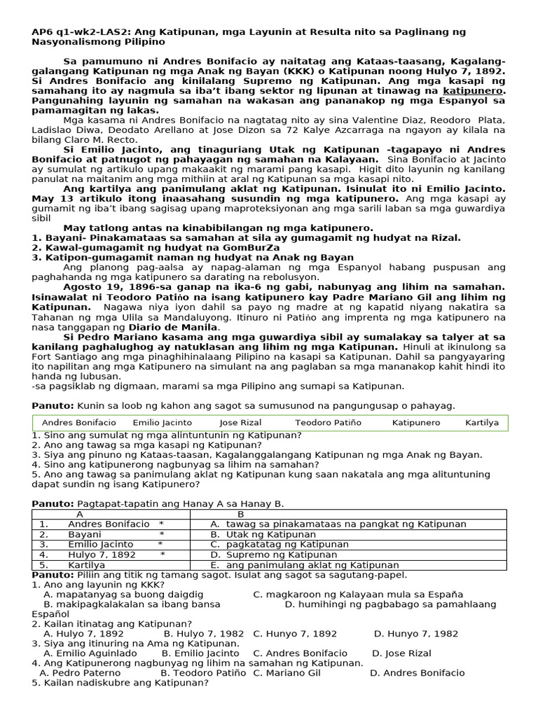 DLL ARALING-PANLIPUNAN-6 Q1 W2-Las2 | PDF