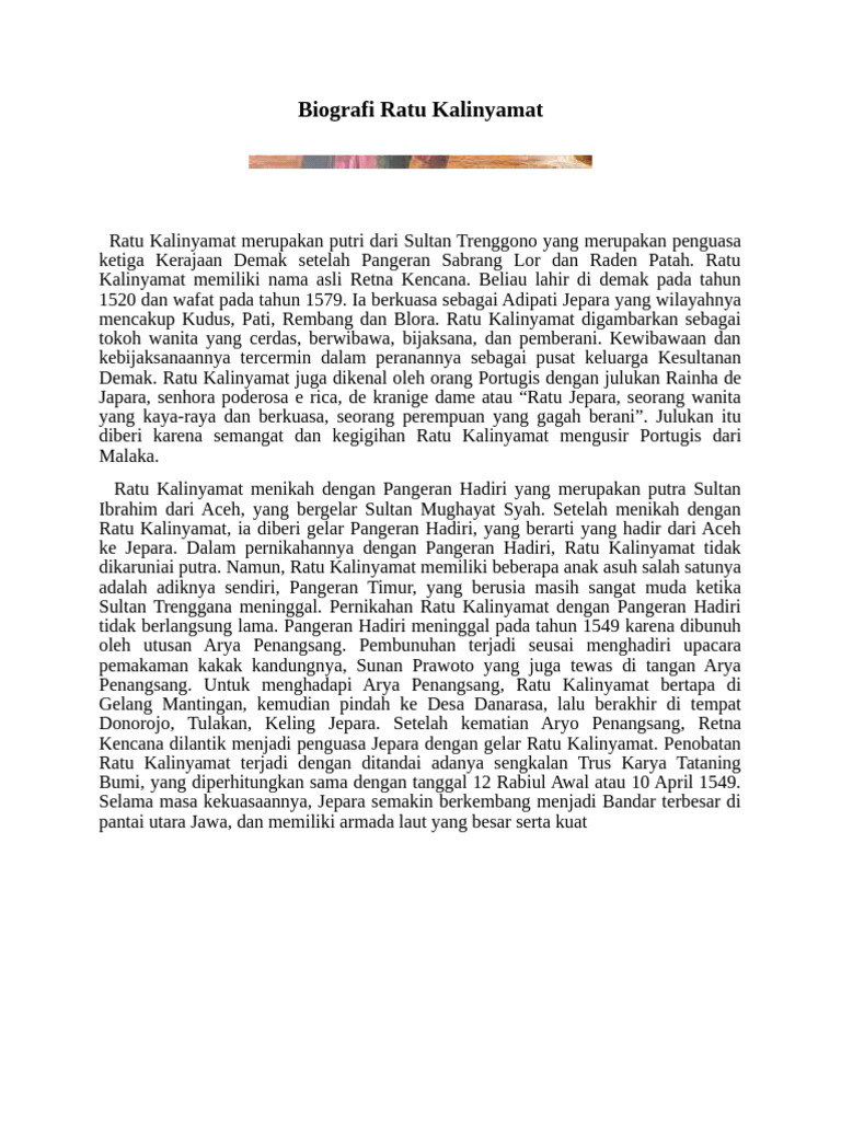 Biografi Ratu Kalinyamat | PDF