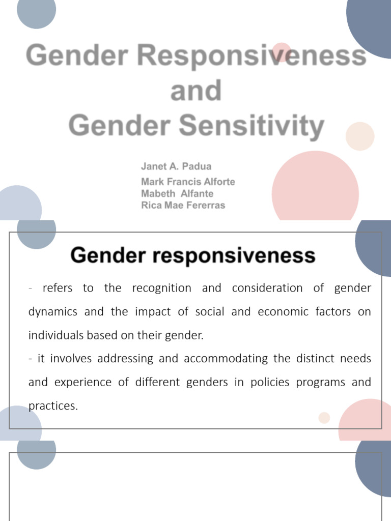 Group 8 Gender Responsiveness and Gender Sensitivity | PDF | Gender Studies | Gender
