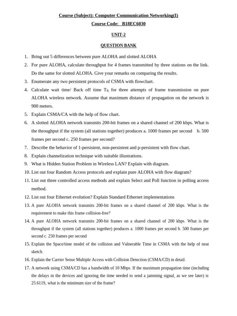 CCN QB Unit 2 | PDF | Ethernet | I Pv6