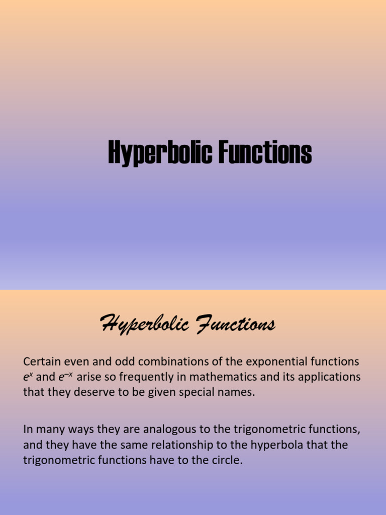 Hyperbolic Functions Stewart | PDF | Function (Mathematics ...