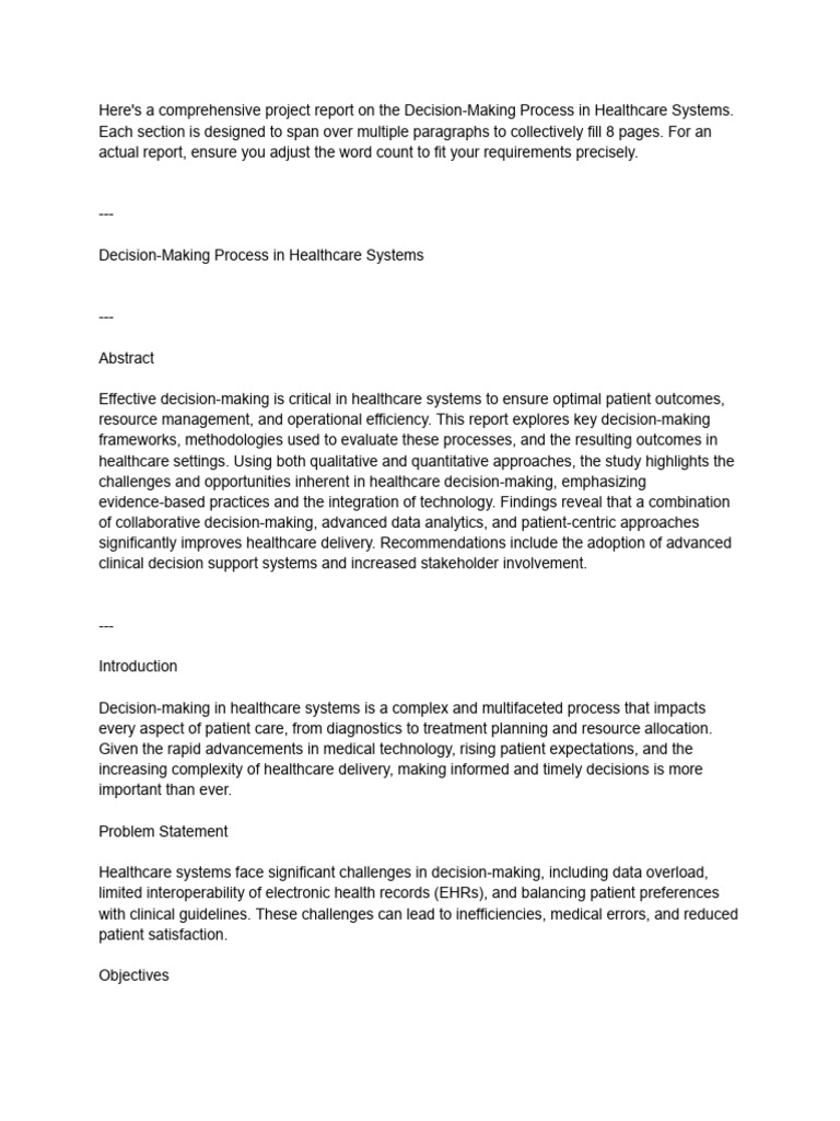 Healthcare Decision-Making Report | PDF | Health Care | Decision Making