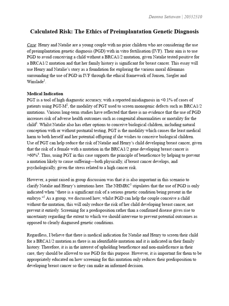 Ethical Considerations of PGD in IVF | PDF | Health Sciences | Health Care
