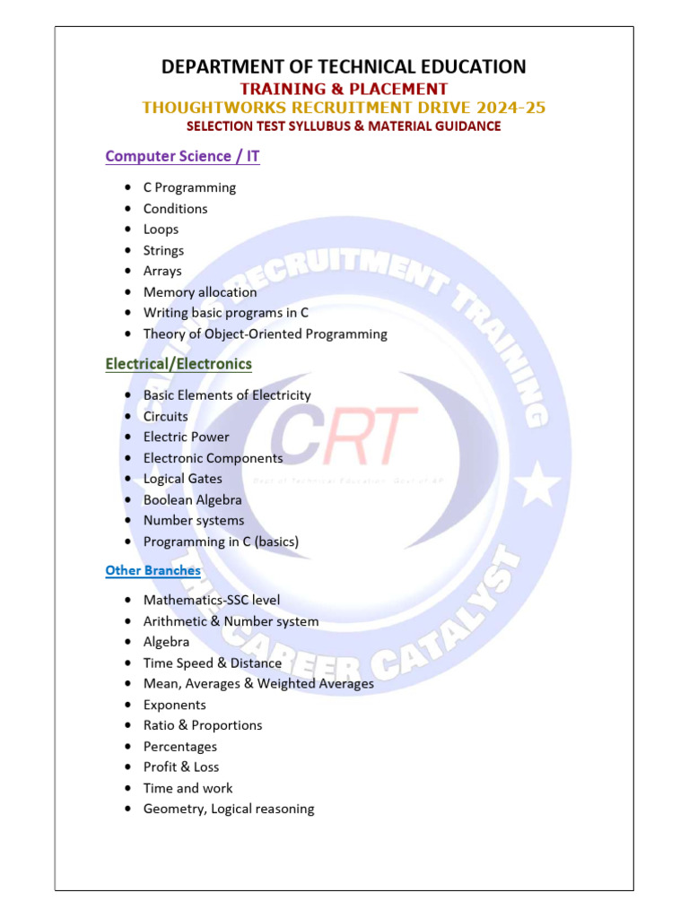 Thoughtworks Syllubus Material Guidance | PDF | Electronics | Mathematics